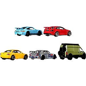Hot Wheels Premium Car Culture Deutschland Design Container Set, 5-Pack of German 1:64 Scale Vehicles, New & Vintage, for Adult Collectors