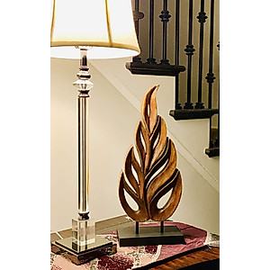 Decozen Handcrafted Solid Wood Leaf Sculpture from Daughter, Son, Husband - Ideal for Home, Mantel, Fireplace, and Foyer Decor - Tabletop Accent