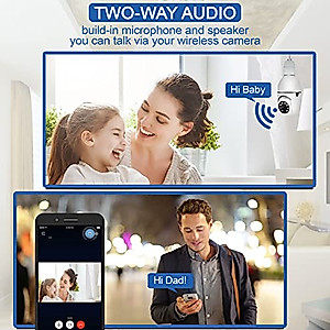 Light Bulb Camera, 2 Pack Indoor Light Bulb Security Camera, 2.4G Surveillance Dome Camera with Night Vision, Motion Detection and Phone APP, Nanny Cam for Home and Office