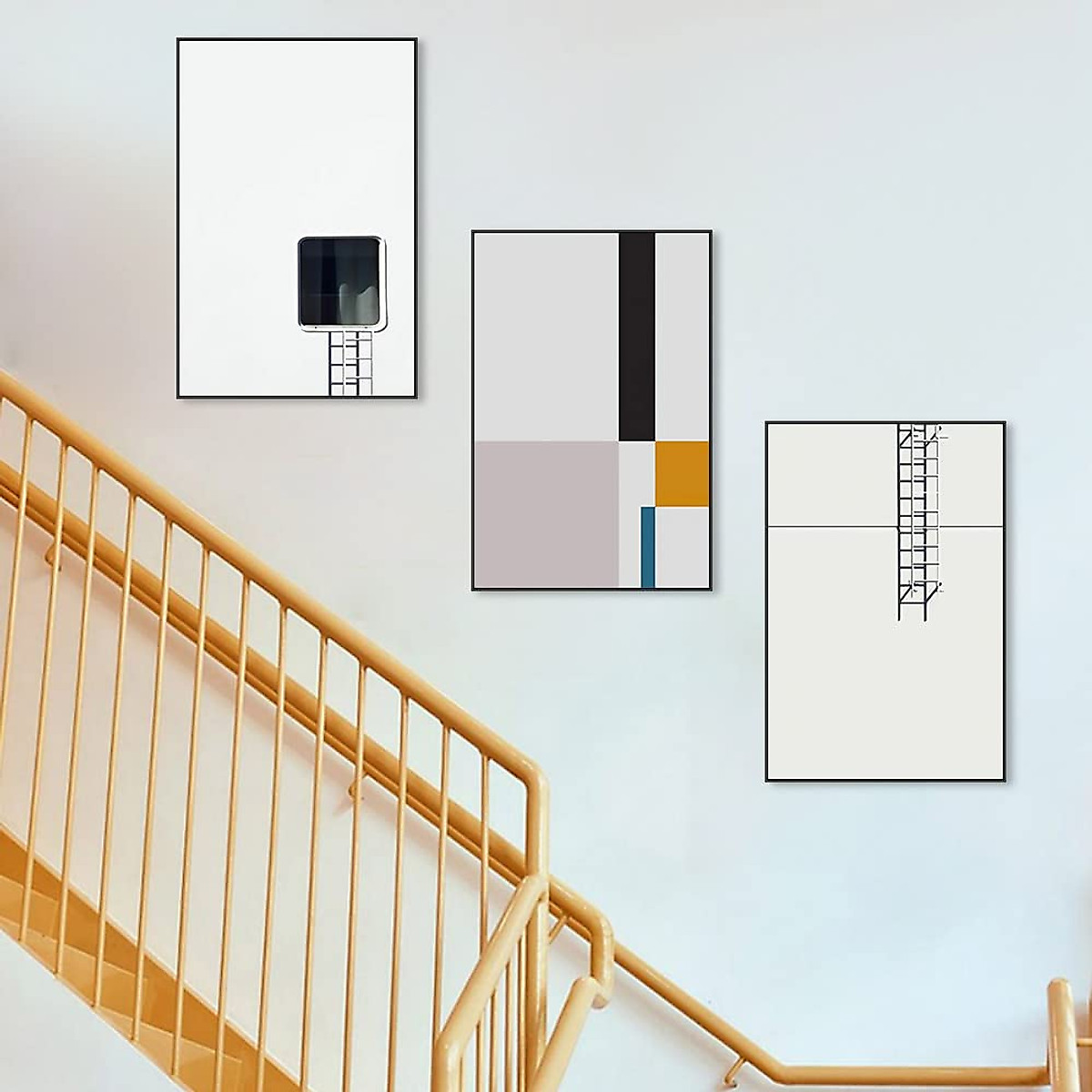 Black Frame Abstract Canvas Wall Art 3-piece Set of Famous Paintings Posters Prints Minimalism Natural Fusion Living Room Bedroom Bathroom Office Wall Art Deco Large Size 24 "X 32" (24 "X 32")