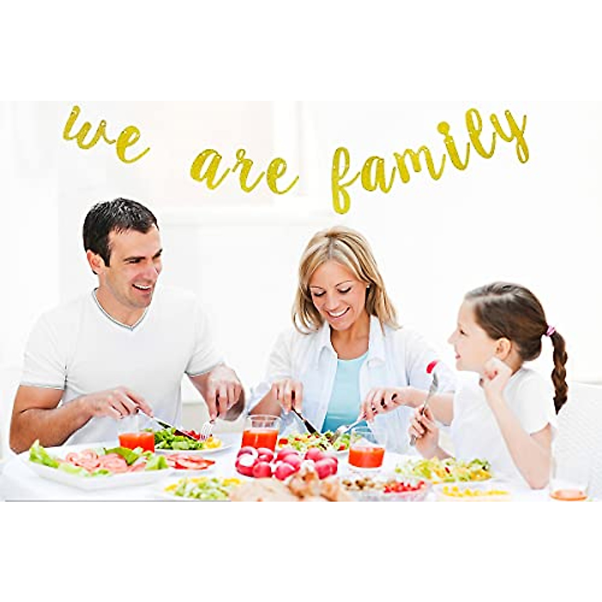 Gold Glitter We are Family Banner, Family Reunion Party Banner, Family Photo Prop, Banner for Family Party Home Decoration - We are Family