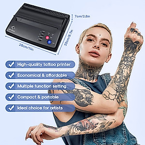 LifeBasis Tattoo Transfer Stencil Printer Tattoo Thermal Copier Thermal Tattooing Printer Machine with 30PCS Stencil Transfer Paper for Tattoo Artists & Beginners, Black