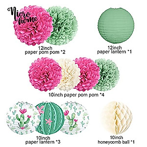 NICROHOME Baby Shower Decorations, 12PCS Green Cactus Hanging Tissue Pom Poms Paper Lanterns Confetti 50G for Rustic Wedding Decor Baby Shower Engagement Birthday
