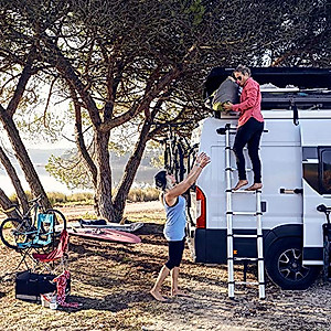 Thule Van Ladder - 9 Steps - 8.5Ft Extension - Telescoping Van Ladder - Easy Close System - EN:131 Compliant