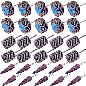 SACKORANGE 30 PCS Abrasive Flap Wheel Sander, 80 Grit 1/8" Shank Diameter Cone Shape Abrasive Sandpaper Flap Sanding Wheel Grinding Head Rotary Tool for Grinding and Polishing