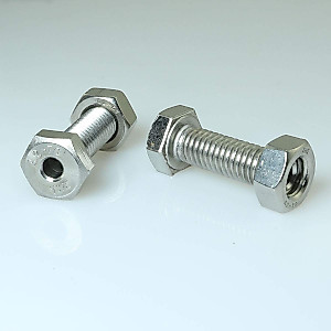 PZRT 2pcs Cylindrical Hollow External Hexagon Screw 304 Stainless Steel Lamp Threading Screws Through Hole Bolt M6x20
