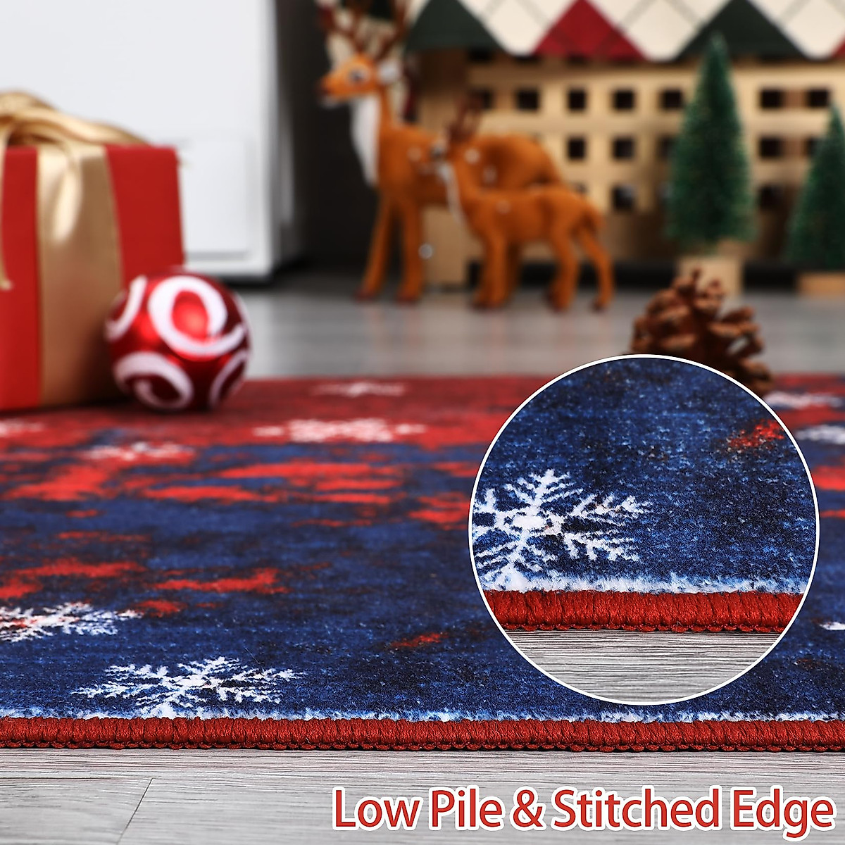 CAROMIO Christmas Hallway Runner Rug Holiday Decorative Xmas Snowflake Area Rug, Washable Stain Resistant Non-Slip Floor Cover Modern Abstract Entrance Carpet for Laundry Kitchen, 2' x 8'