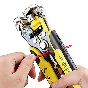 PARON Automatic Wire Stripper Tool with 2pcs Replaceable Springs, 8 Inch Wire Cutter Stripper Self Adjusting with Cable Zip Ties, Wire Stripping pliers 10-24 AWG with Cutting and Crimping