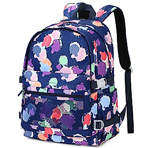 YUSSTAR Kids Girls Backpack Lunch Box Set Elementary School Bag Insulated Lunchbox Combo (Color-block blue)