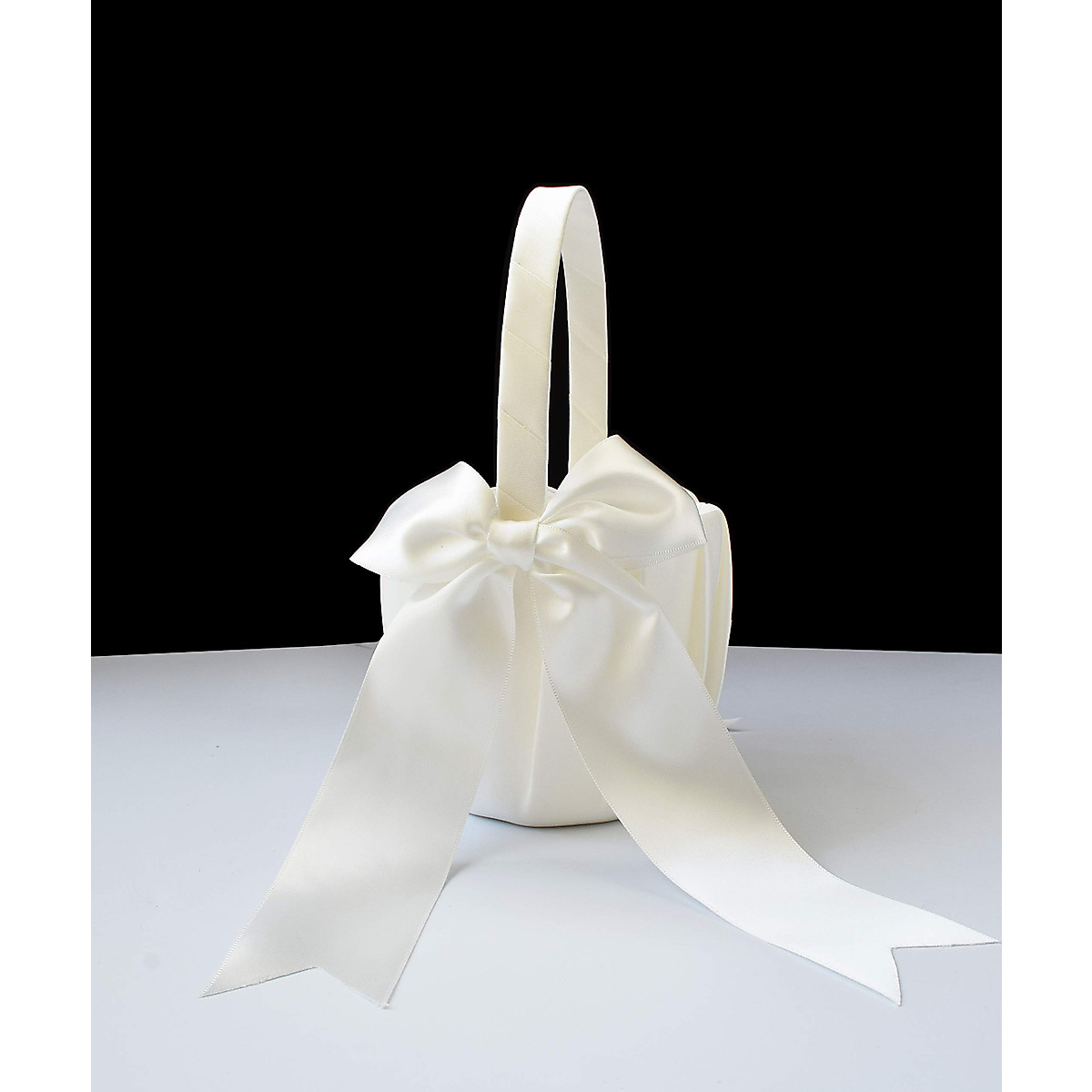 ATAILOVE 2 Pcs Flower Girl Basket Set- Cute Cherish Wedding Flower Baskets (Ivory)