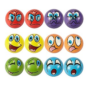 DOPHYRANIX Angry Funny Face Squeeze Stress Balls Fun Stress Relief Toys Therapeutic Educational Balls Bulk 1 Dozen 2.5" Stress Balls (12 Pieces)