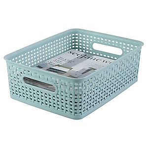 See Jane Work® Decorative Storage, Medium Woven Bin, 4 4/5" x 10 3/5" x 14", Blue