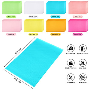 Honeydak 32 Pcs Refrigerator Liners Washable Mats Liner Covers Pads Waterproof Oilproof No BPA Home Kitchen Gadgets 17.7 x 11.6 inches