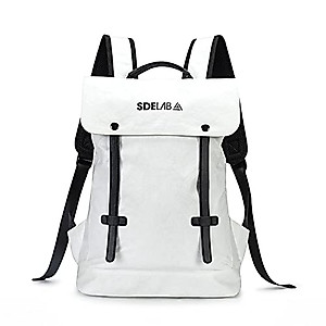 SDELABSub Tyvek Paper Casual Vintage Backpack for College Work,Anti-Theft Travel Day pack with zipper back pocket, 14 inch Laptop Backpack for Daily, Lightweight Causal backpack for Women Men