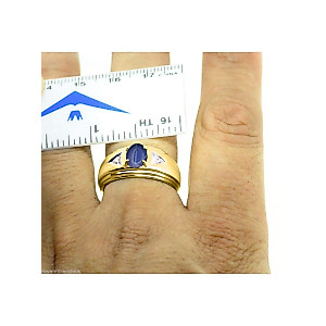 Rylos Simply Elegant Beautiful Blue Star Sapphire & Diamond Ring - September Birthstone* Size 13