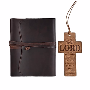 ELIZO Leather Bible Cover for Men Bible Case for Men Medium Leather Bible Covers for Women Bible Bag Mens Bible Cover Book Cover Bible Holder Bible Wrap Around Strap Bible Cover Gifts Carrying Case