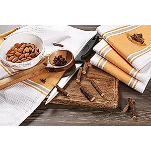 Light & Pro Waffle Stripe Kitchen Towel, 100% Cotton Quick Dry Tea Towels, Bar Towels, Highly Absorbent, Cleaning Towels, Kitchen Tea Towels, Pure Cotton, Absorbent Dish Cloth - 18x28 Inch - Mustard