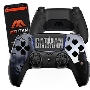 MODDEDZONE Smart Extreme Modded Controller + Anti Recoil 2 Remap Buttons & Interchangeable Thumbsticks & Hair Triggers, Tactical Buttons Compatible with PS5 Custom Controller PC (Bat)