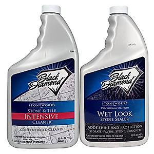 Black Diamond Stoneworks Wet Look Natural Stone Sealer Provides Durable Gloss and Protection. 1-QT and Stone & Tile Intensive Cleaner: Concentrated Deep Cleaner. 1-QT