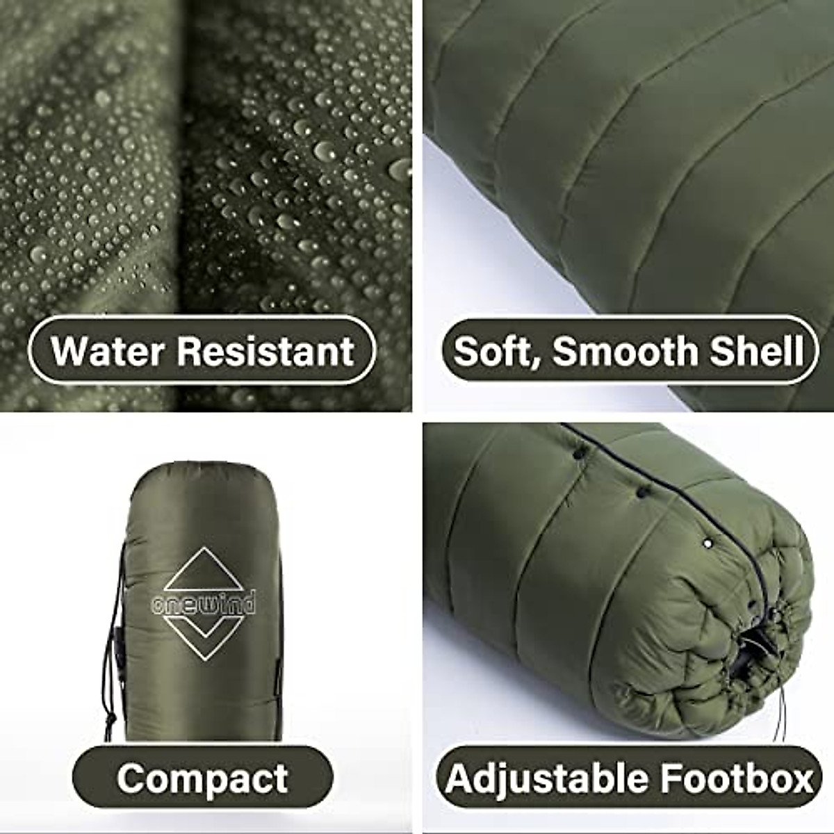 onewind XL Top Quilt with Footbox, Deluxe Quilt Poncho Recycled Nylon Fabric Dupont Sorona Filling Lightweight and Portable Hammock Over Quilt Sleeping Bag Alternative for Camping Backpacking Hiking