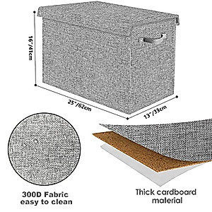 VERONLY Toy Box Chest Organizer for Boys Girls,Kids Large Collapsible Storage Bin Container with Oxford Fabric Flip-Top Lid & Handles for Clothes,Blanket,Nursery,Playroom,Bedroom,Stuffed Animals 25” x 13 “x 16”(Light Grey)