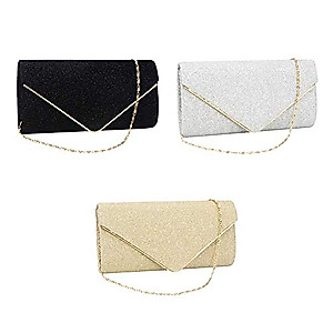 KALAIEN Envelope Clutch Purse Evening Bag for Women Glitter Evening Bag Handbags For Wedding (Silver)