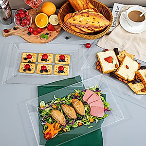 DaYammi 12 Pack Plastic Serving Trays, Heavy Duty Clear Plastic Serving Platters 13”×8” Rectangle Disposable Serving Platters and Trays for Parties, Wedding, Birthday, Dessert Table, Cupcake