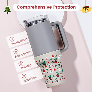 Thxbag Silicone Boot Protective for Stanley Cup 30oz / 20oz, Silicone Boot Sleeve Cover Fit with Stanley H2.0 and Quencher Adventure Tumbler Accessories (Printed, 30oz&20oz)…