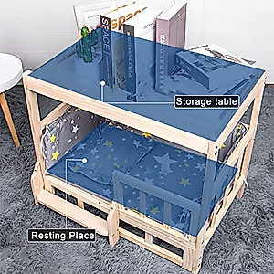 2-Tier Raised Dog Bed Purple Bedding, Wood Cat Lounge Cots with Storage Platform, for Small Medium Large Pets, Sleep Better (Size : 115x60x80cm)