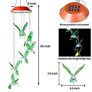 Hummingbird Gift,Solar sind shimes,Gifts for All mom/Grandma/Women/Aunt/Daughte/Friend/Niece/Sister/Teacher/dad, Mother Birthday Gift, Gardening Gifts,windchimes Outside, Perfect for Patio, Garden