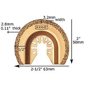 XXGO 5 Pcs Semicircle Carbide Oscillating Multi Tool Blades Universal Compatible with Bosch Chicago Craftsman Dremel Makita Milwaukee Porter Cable Ridgid Ryobi Rockwell XG8561