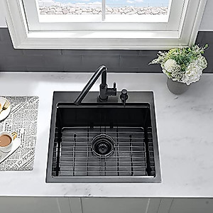 18 Inch Black Bar Sink Drop In Workstation-VASOYO 18x18 Drop In Bar Sink Black Stainless Steel Bar Prep Sink Topmount Outdoor Rv Kitchen Sink Single Bow Wet Bar Sink with Cutting Board