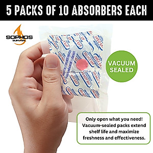 50 Packs 500cc Oxygen Absorbers (10 Pack in Individual Vacuum Bag) FDA Food Safe Oxygen Absorbers For Long Term Food Storage, Works in Mylar Bags for Freeze Drying, Canning, and Dehydrating