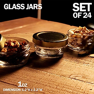 Caviar Line Small Mini Glass Jars With Tin Lids - 24 pcs x 1 oz / 28 g – All Purpose Empty Storage Jars