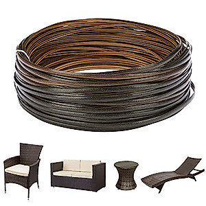 Lumpro 120 ft Wicker Repair kit, Two-Tone Gradient Brown with Stripes, Plastic Rattan Supplies, Flat Wicker Replacement Materials to Repair Patio Wicker Furniture Chair Sofa Table Chaise etc