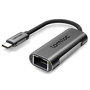 tomtoc USB-C 3.0 to Ethernet Adapter, Thunderbolt 3/Type-C to RJ45 Gigabit Ethernet LAN Network Adapter Portable 1000Mbps Hub for USB-C Enabled MacBook Pro, MacBook Air, Dell XPS, iMac, iPad Air 4/Pro