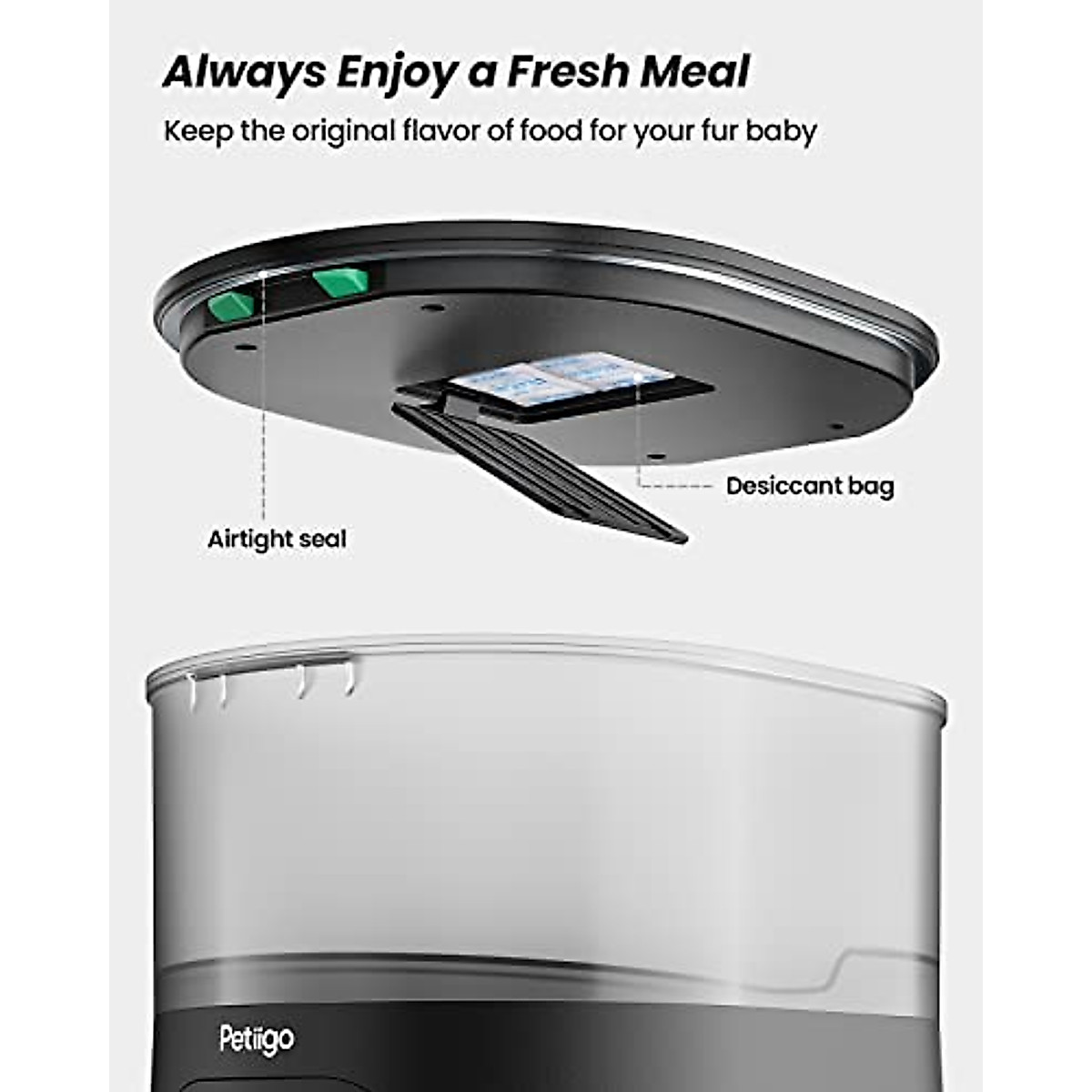 Petiigo Automatic Cat Feeder, 4L Timed BPA Free Cat Feeder Clog-Free Design for Pet Dry Food with Stainless Steel Bowl, Twist Lock Lid&Voice Recorder, Programmable Control 1-5 Meals Day for Cats/Dogs