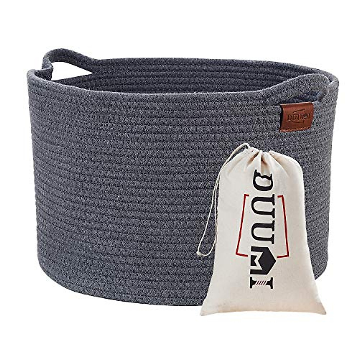 Rope Baskets Extra Large Storage Baskets Cotton Rope Woven Nursery Bins (15"x10", Dark gray)