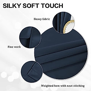 JADE POKE 2 Panels Navy Pinch Pleat Blackout Sunblock Small Curtains for Kitchen, Thermal Insulated Energy Saving Solid Window Curtain Panel for Kid Room, Each is 100CMx110CM