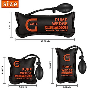 Gute Air Wedge Bag Pump, 3 Pack Commercial Inflatable Air Wedge Bag Tool, Professional Leveling Kit & Alignment Tool, Air Bag Tool for Variety of Jobs, 330 LB Rating, 3 Sizes