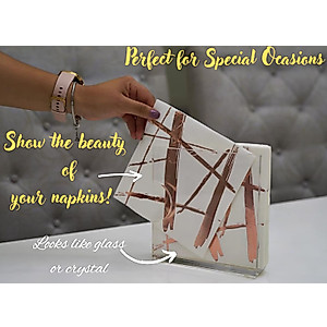 Acrylic Napkin Holder for Tables - Clear Napkin Holders For Wedding Lunch Dinner - Vertical Space Saving - Safe Sturdy - Modern Contemporary Elegant, 6.25 In x 6.25 In