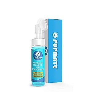PUPMATE Paw Cleaner, No-Rinse Waterless Shampoo Dogs Cats Feet Cleaning Silicone Pet Grooming Brush, Rose Scent, 6.8 oz, Unique Design Pet Shampoo