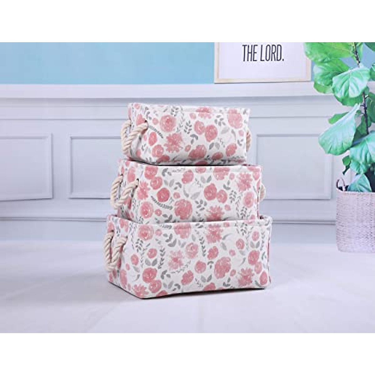 MAIZMZ Rectangular Storage Basket Collapsible Organizer Bin Thick Toy Box for Organizing Home/Dorm/Kitchen/Pet/Office/Closet/Shelf/Gift Baskets(rose)