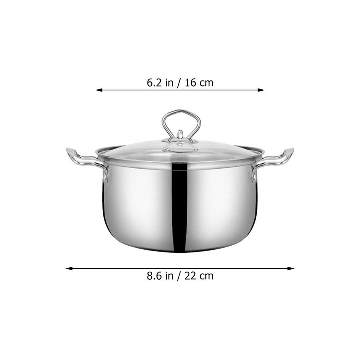 Ciieeo Stainless Steel Stockpot with Glass Lid Multipurpose Stock Pot Heavy Duty Soup Pasta Canning Pot Boiling Stew Induction Pot Nonstick Cooking Pot Sauce Pot 16cm