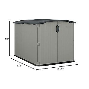 Suncast Glidetop Horizontal Outdoor Storage Shed with Pad-Lockable Sliding Lid and Doors, All-Weather Shed for Yard Storage, 57.5" W x 79.75" D x 52" H