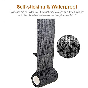 Self Adhesive Bandage Wrap Tattoo Grip Tape 2 inch x 5 Yards Cohesive Bandage Wrap Medical Wrap for Sports & First Aid, Elastic Self Sticking Bandage Tape Vet Wrap for Dogs（6PC