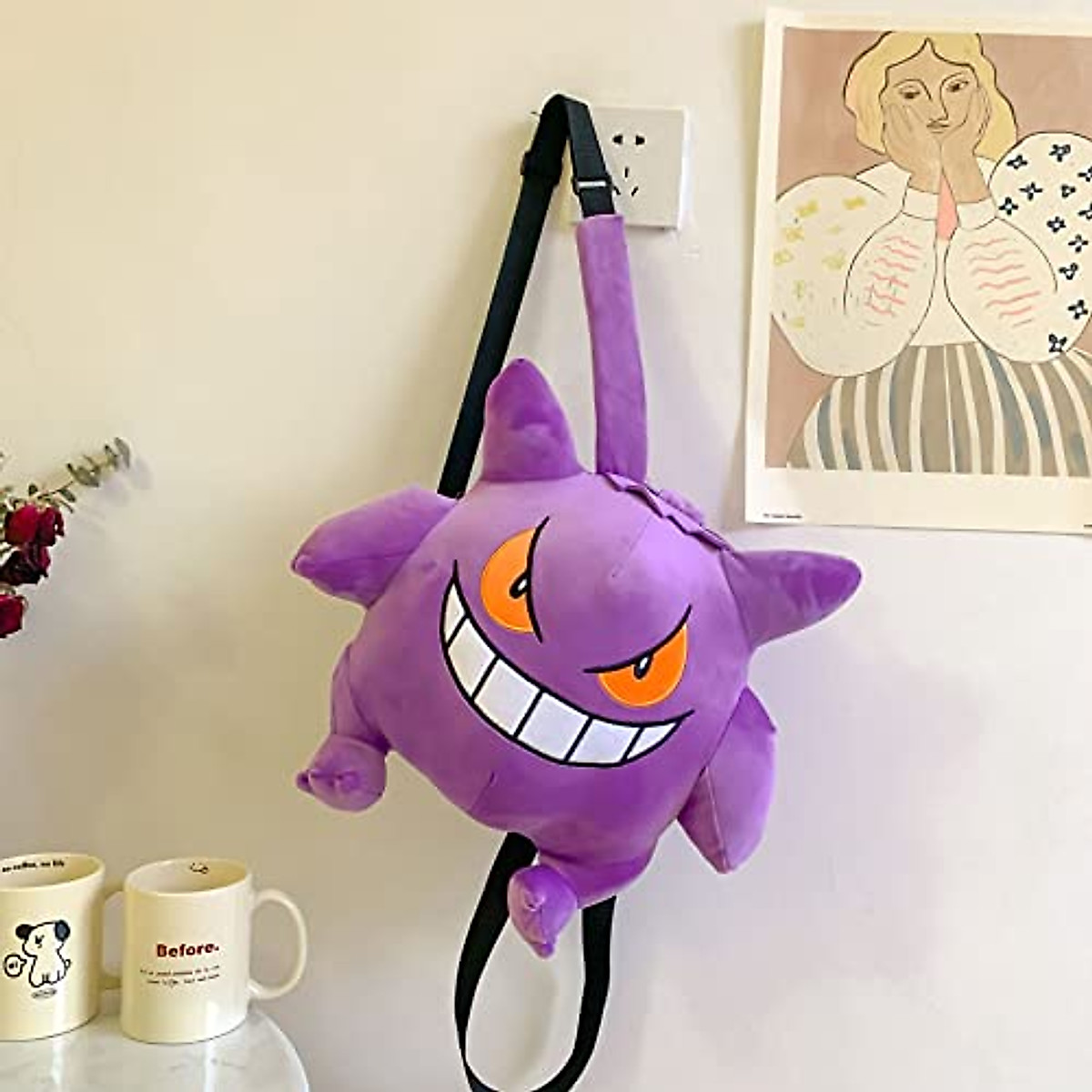 zkqeuak Mini Plush Animal Backpack Purple Character Cartoon Plush Backpack Decorative Package Gift for Teens and Kids Boys and Girls