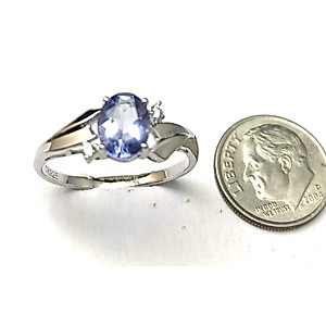 R1165P Oval (6x8mm,1.5Ct) Helenite Contemporary Style Sterling Silver Modern Ring (Purple, 7)