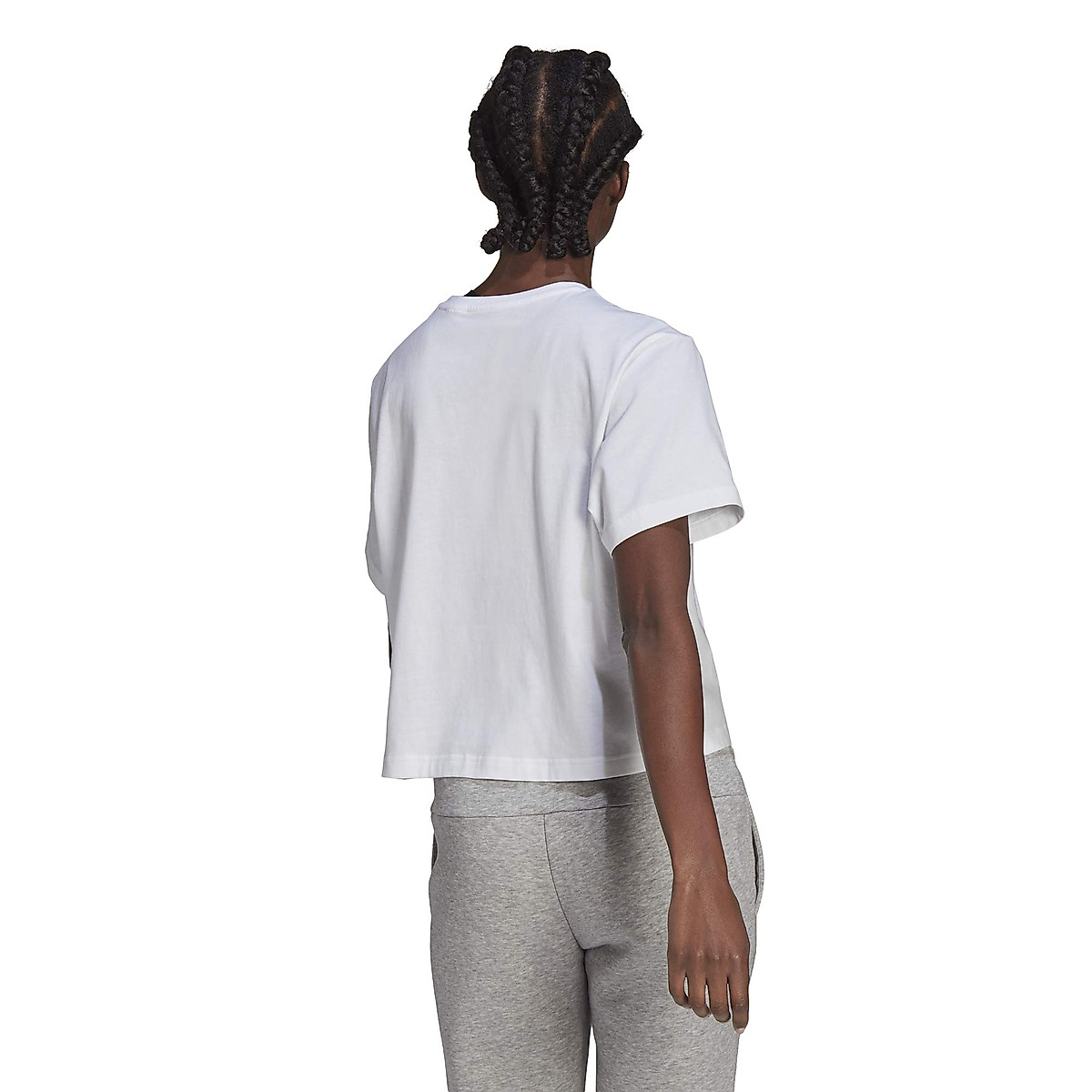 adidas Womens Farm Tie-Dye Inspo Cropped Graphic T-Shirt White/Wild Teal Small