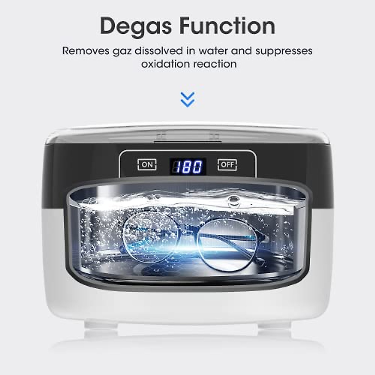 Ultrasonic Cleaner, 45khz Professional Ultrasonic Jewelry Cleaner Machine with 25oz(750ml) Stainless Steel Tank, 5 Time Setting, Degas Modes, for Cleaning Jewelry, Ring, Silver, Glasses, and Watches